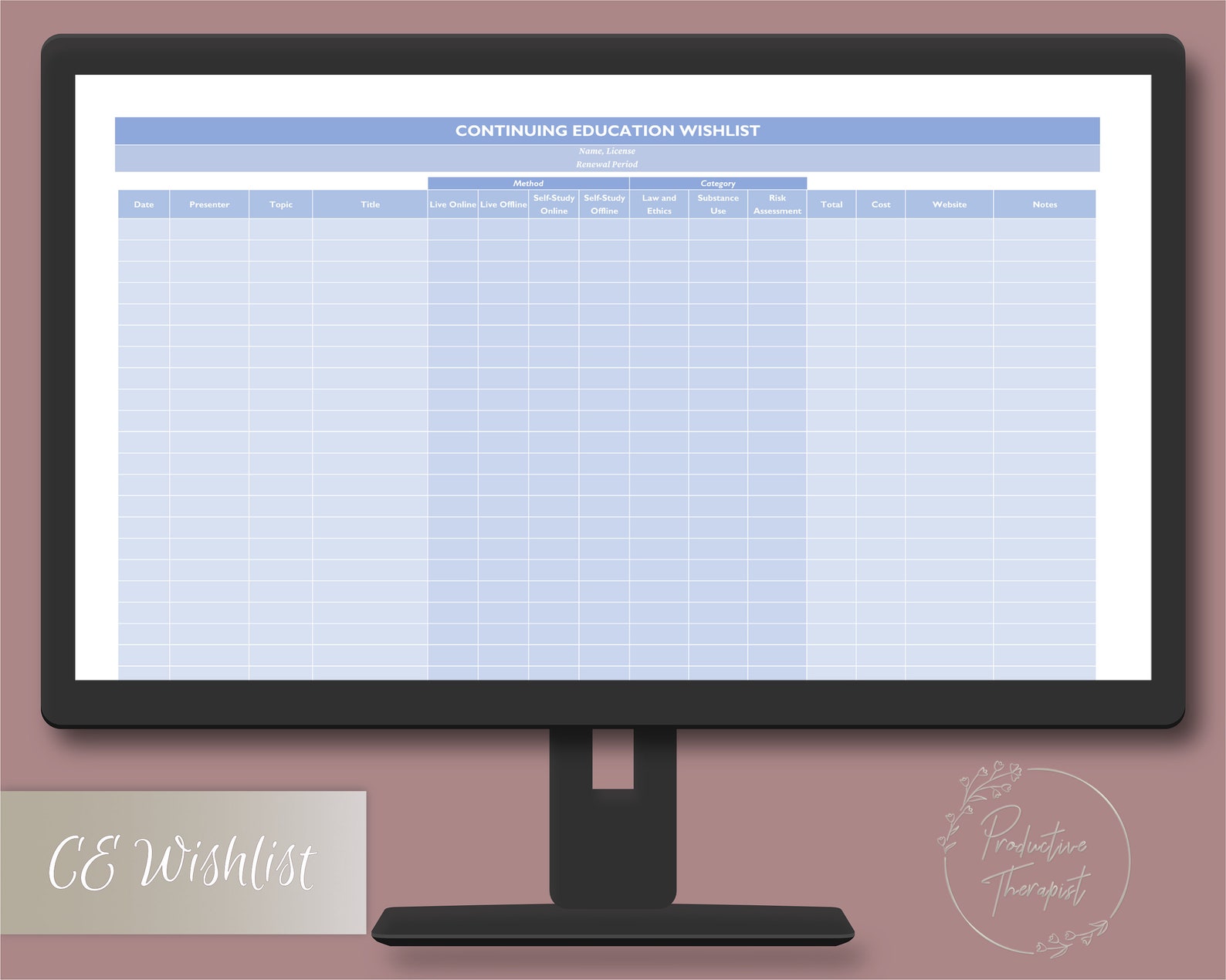 CEU Tracker Fillable PDF Continuing Education Tracker Microsoft Excel ...