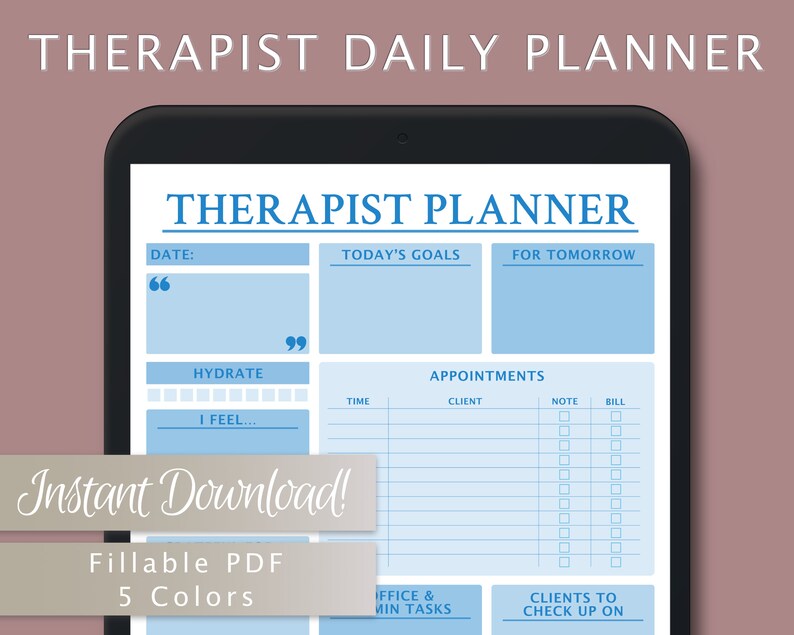Therapist Daily Planner Template Bundle for Counselors, Psychologists ...