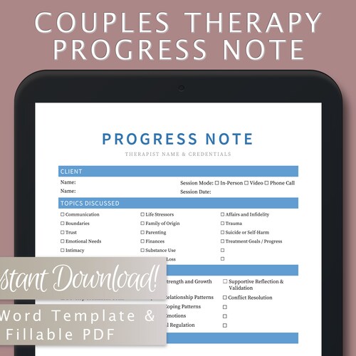 EMDR Progress Note Template for Therapists Counselors - Etsy