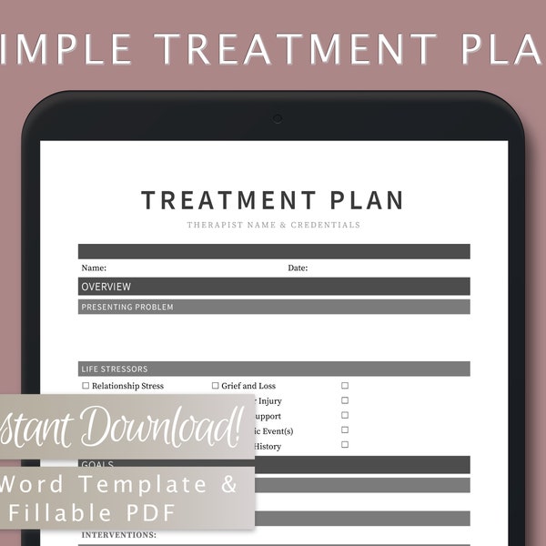 Fillable Treatment Plan - Etsy