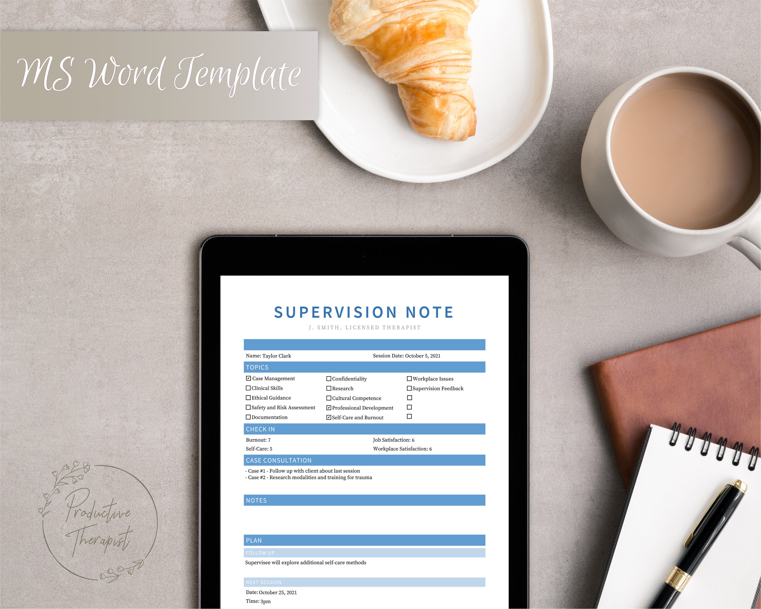 Supervision Note Template for Supervisors, Pre-licensed Therapists ...