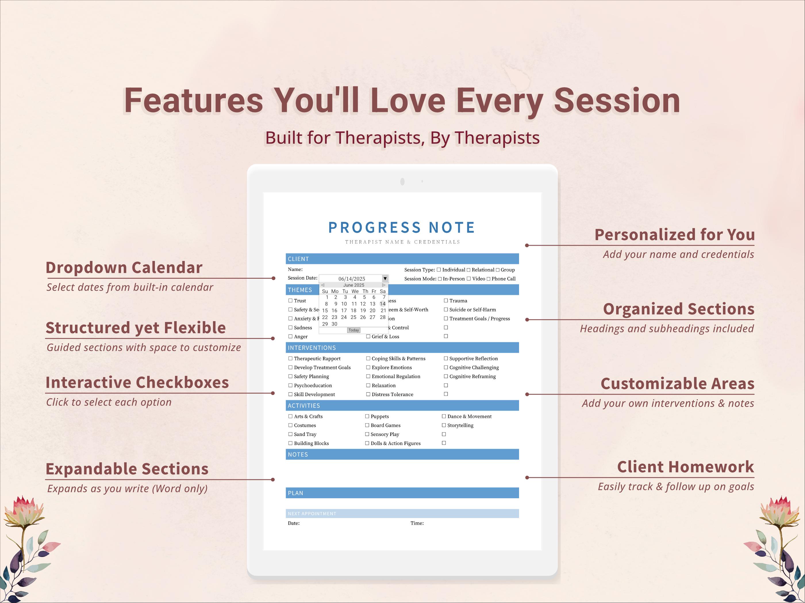 Play Therapy Progress Note Template for Therapists, Counselors ...