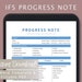 IFS Progress Note Template for Therapists, Counselors, Psychologists ...
