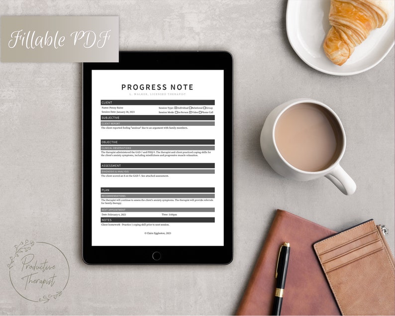 SOAP Progress Note Template for Therapists, Counselors, Psychologists ...