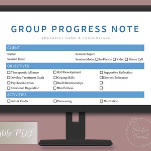 Group Therapy Progress Note Template for Therapists, Counselors ...