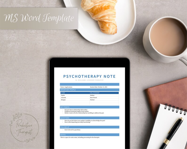 Simple Psychotherapy Note Template for Therapists, Counselors ...