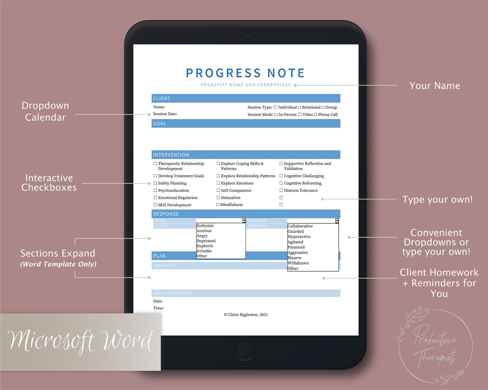 GIRP Progress Note Template for Therapists, Counselors, Psychologists ...