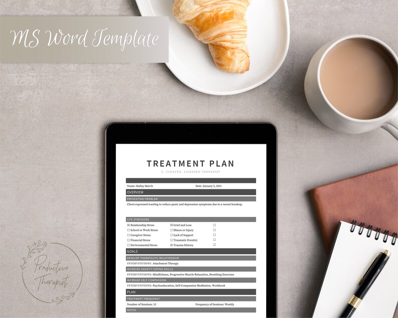 Simple Treatment Plan Template for Therapists, Counselors ...