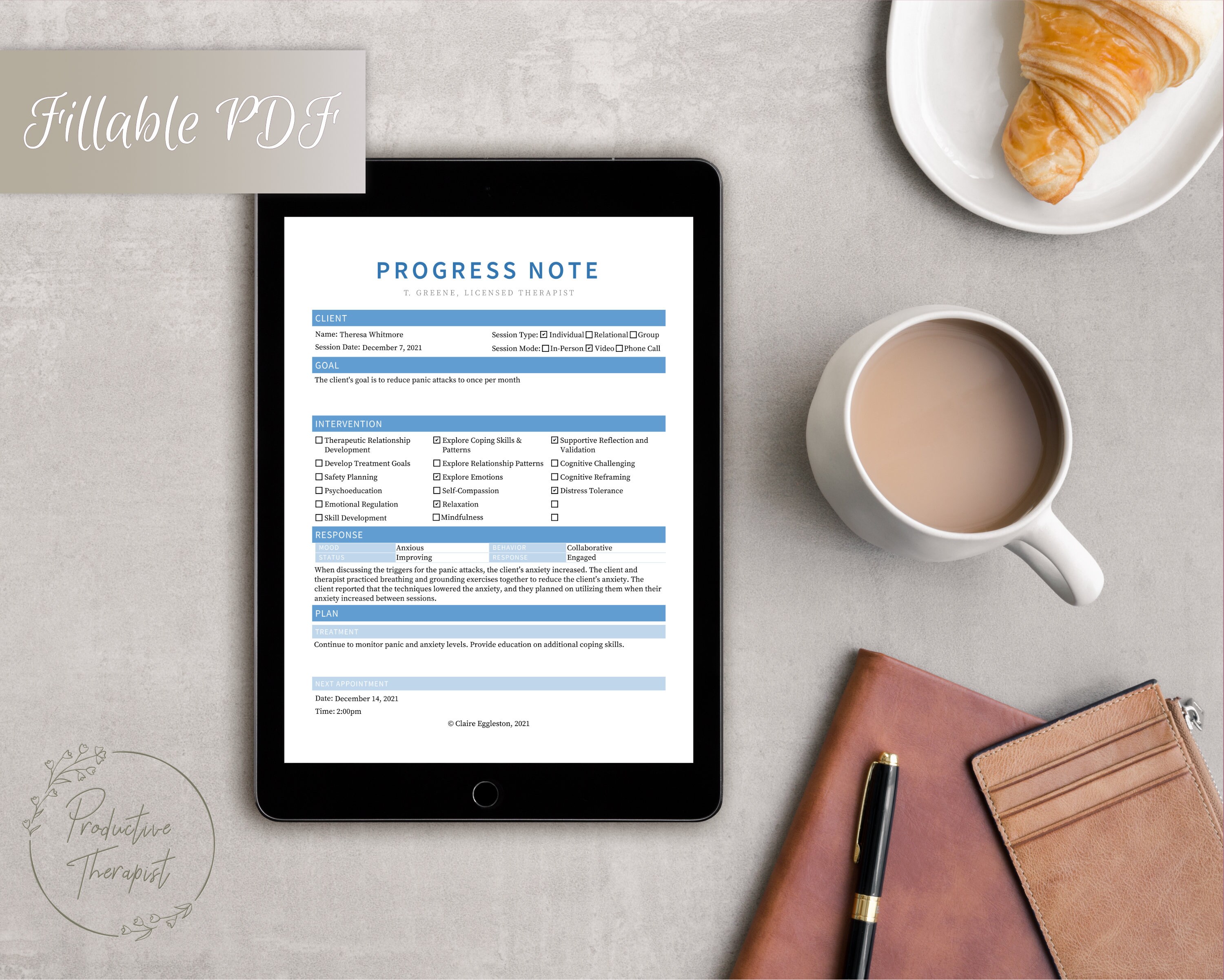 GIRP Progress Note Template For Therapists Counselors Etsy