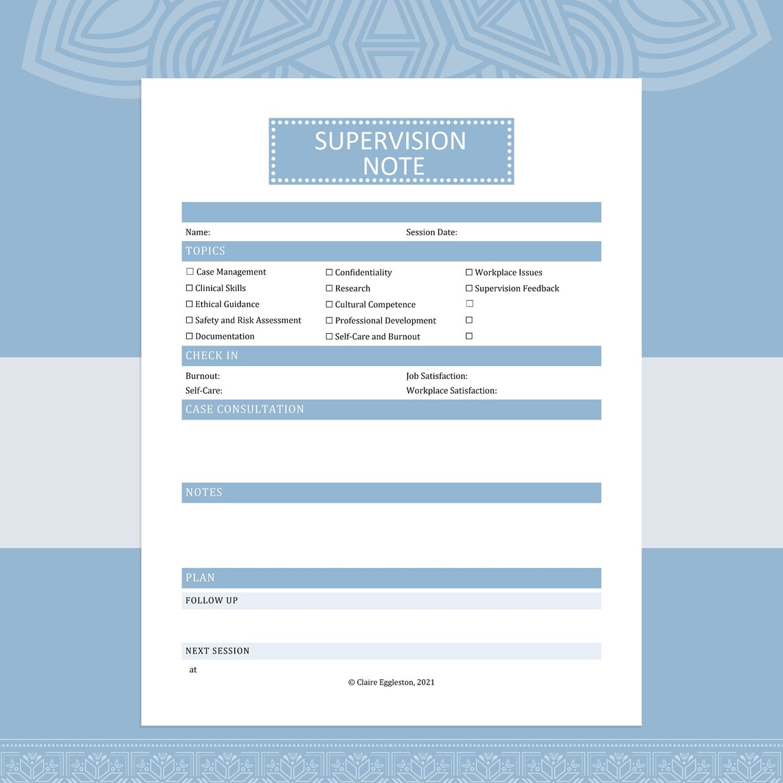 Supervision Note Template for Supervisors Pre-Licensed | Etsy