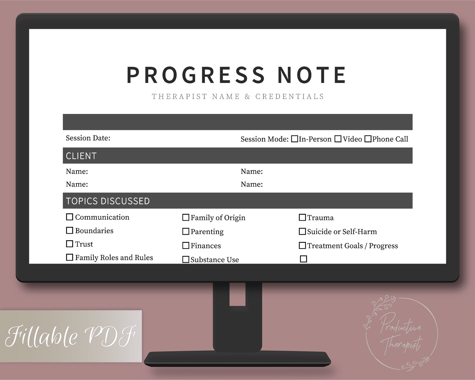 Family Therapy Progress Note Template for Therapists, Counselors ...