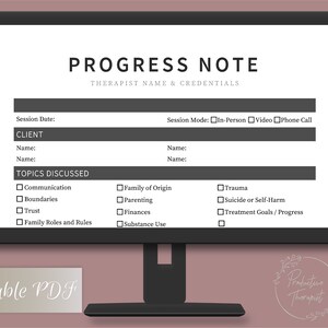 Family Therapy Progress Note Template for Therapists, Counselors ...