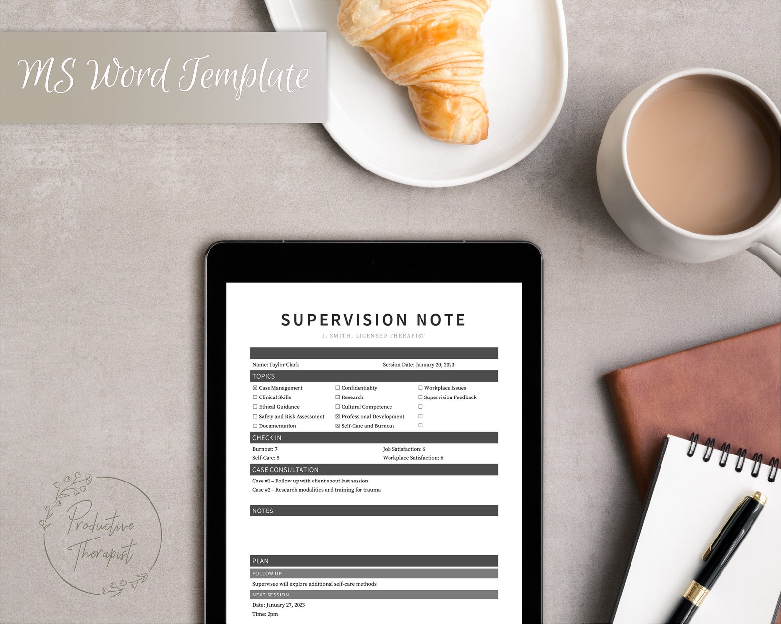Supervision Note Template for Supervisors, Pre-licensed Therapists ...