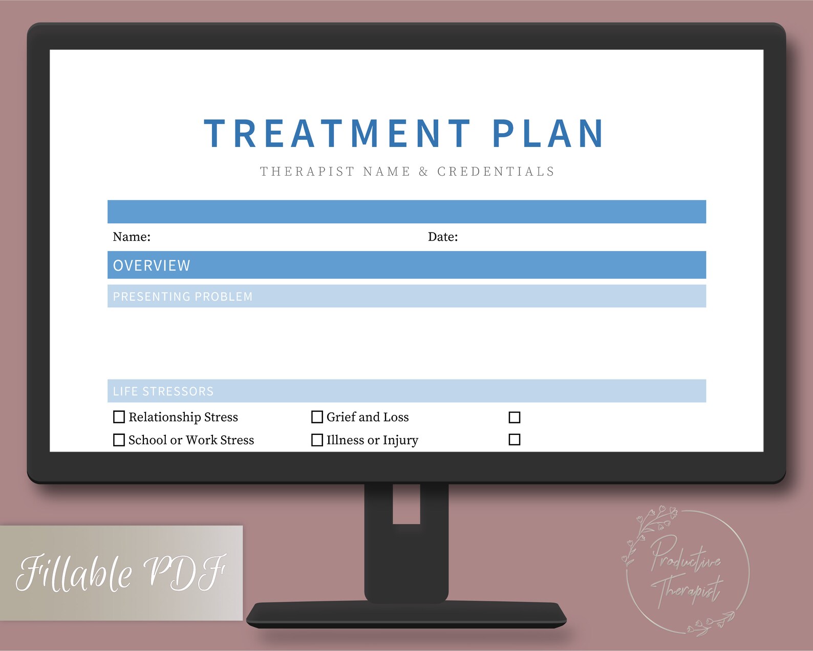 Simple Treatment Plan Template for Therapists, Counselors ...