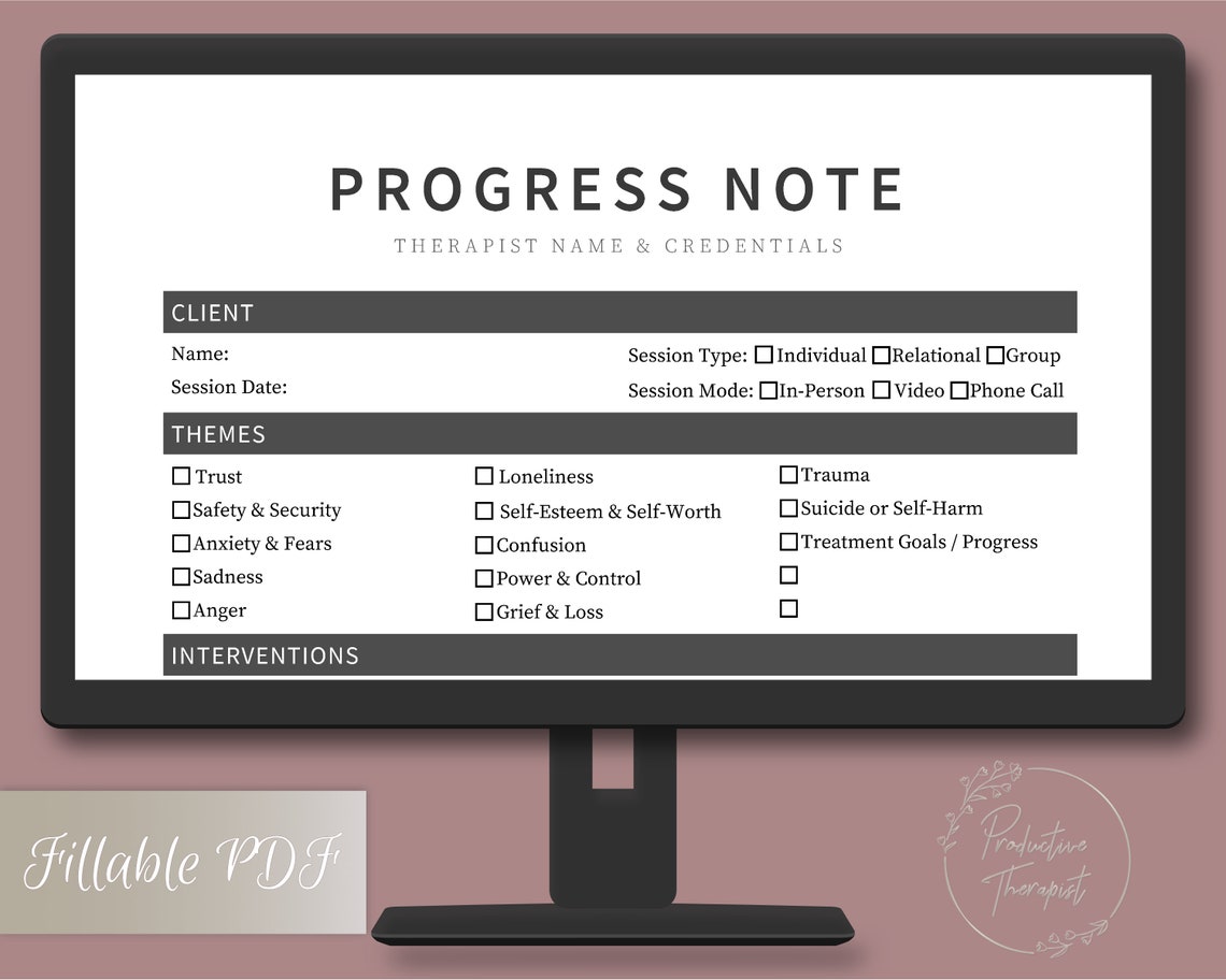 Play Therapy Progress Note Template for Therapists, Counselors ...