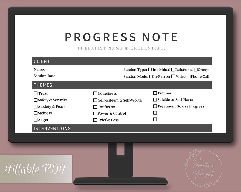 Play Therapy Progress Note Template for Therapists, Counselors ...