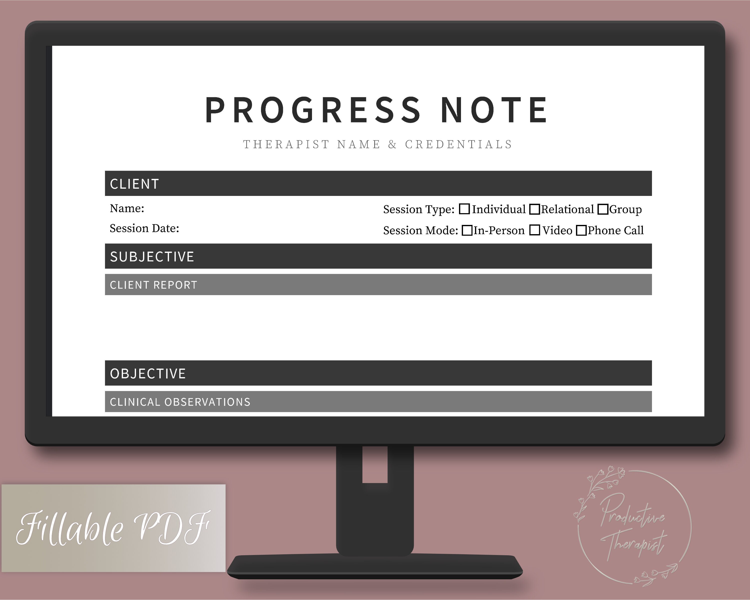 SOAP Progress Note Template for Therapists, Counselors, Psychologists, Social Workers | Fillable ...