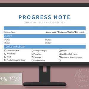 Family Therapy Progress Note Template for Therapists, Counselors ...
