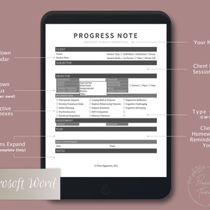 Checklist SOAP Progress Note Template for Therapists, Counselors ...