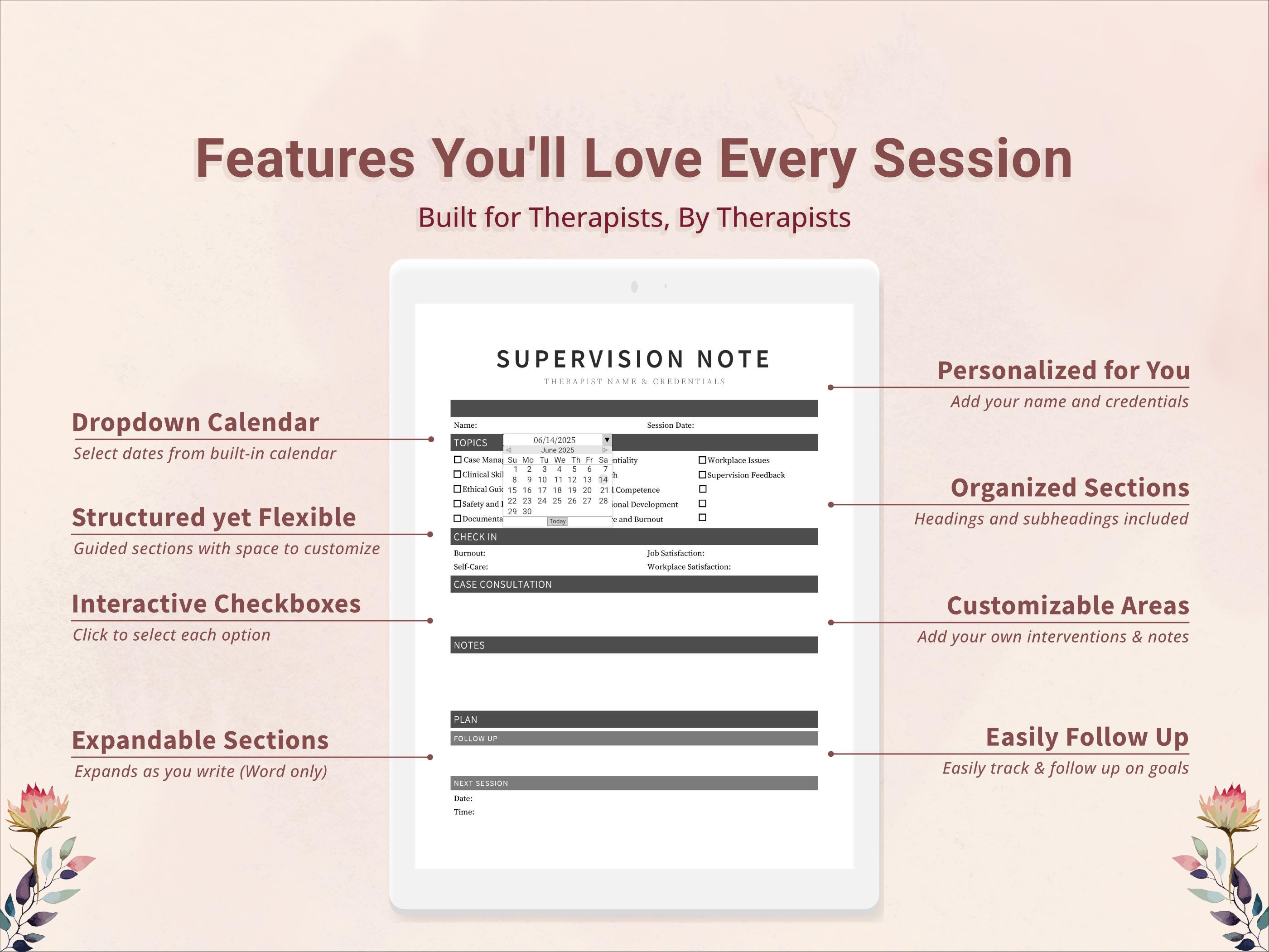 Supervision Note Template for Supervisors, Pre-licensed Therapists ...