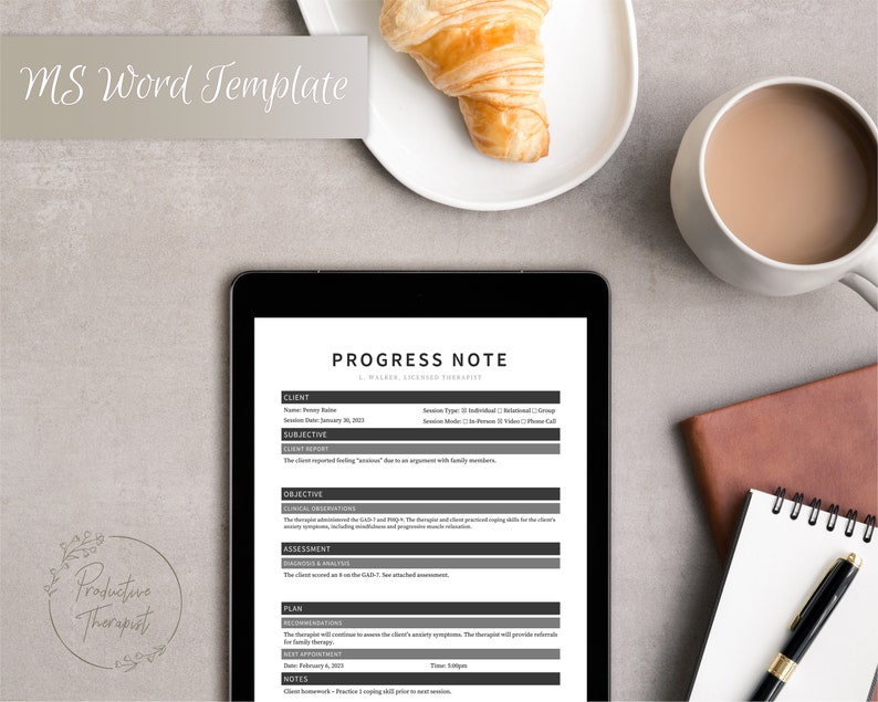 SOAP Progress Note Template for Therapists, Counselors, Psychologists ...