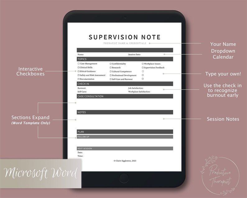 Supervision Note Template for Supervisors, Pre-licensed Therapists ...
