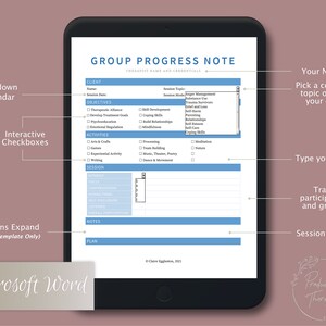 Group Therapy Progress Note Template for Therapists, Counselors ...