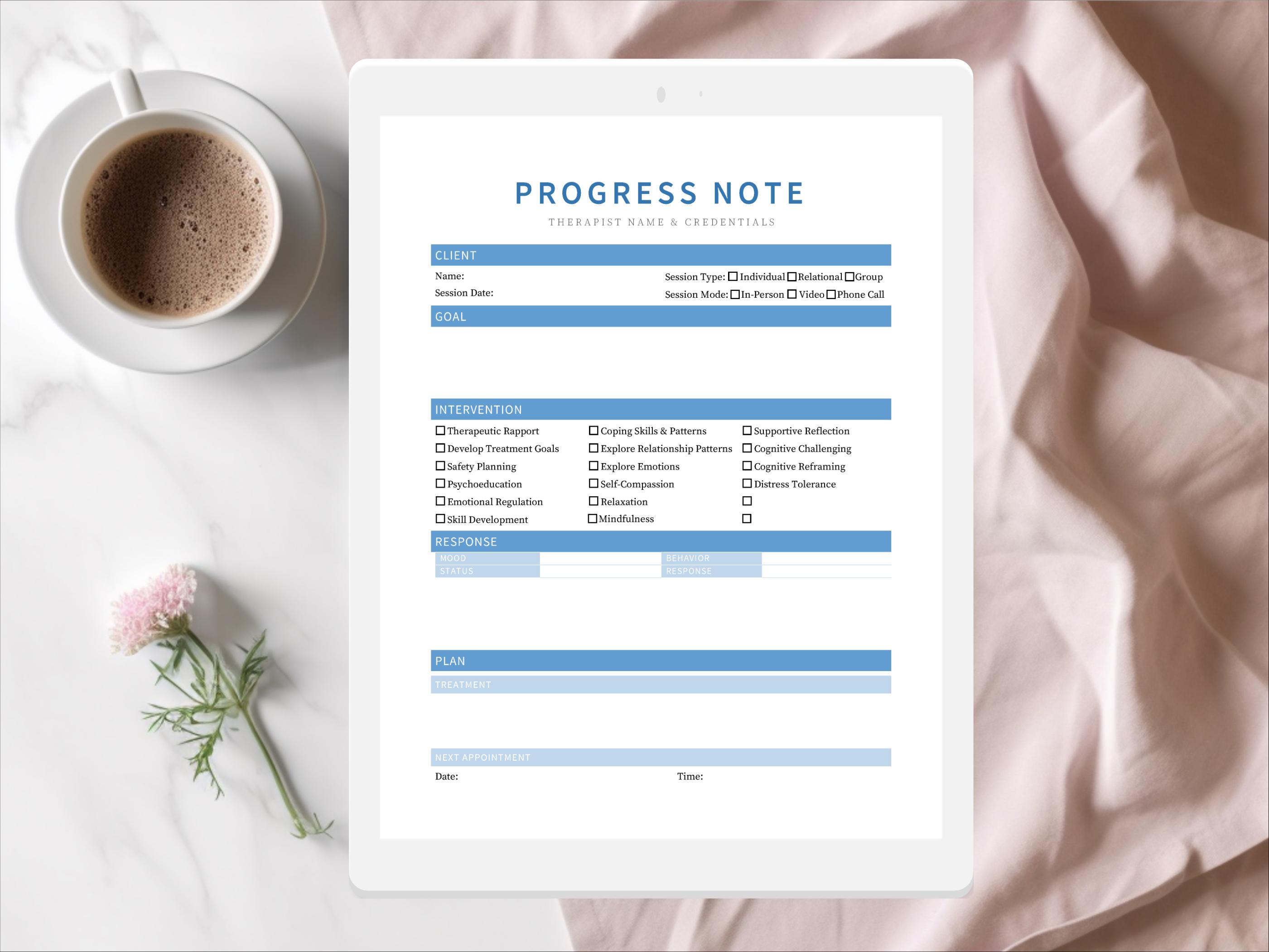 GIRP Progress Note Template for Therapists, Counselors, Psychologists ...