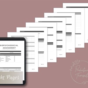 Biopsychosocial Intake Assessment Template for Therapists, Counselors ...