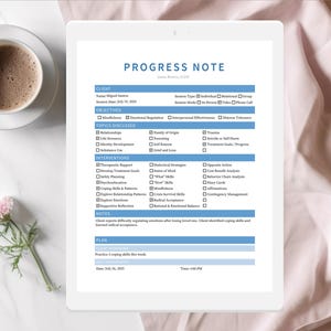 DBT Progress Note Template for Therapists, Counselors, Psychologists ...