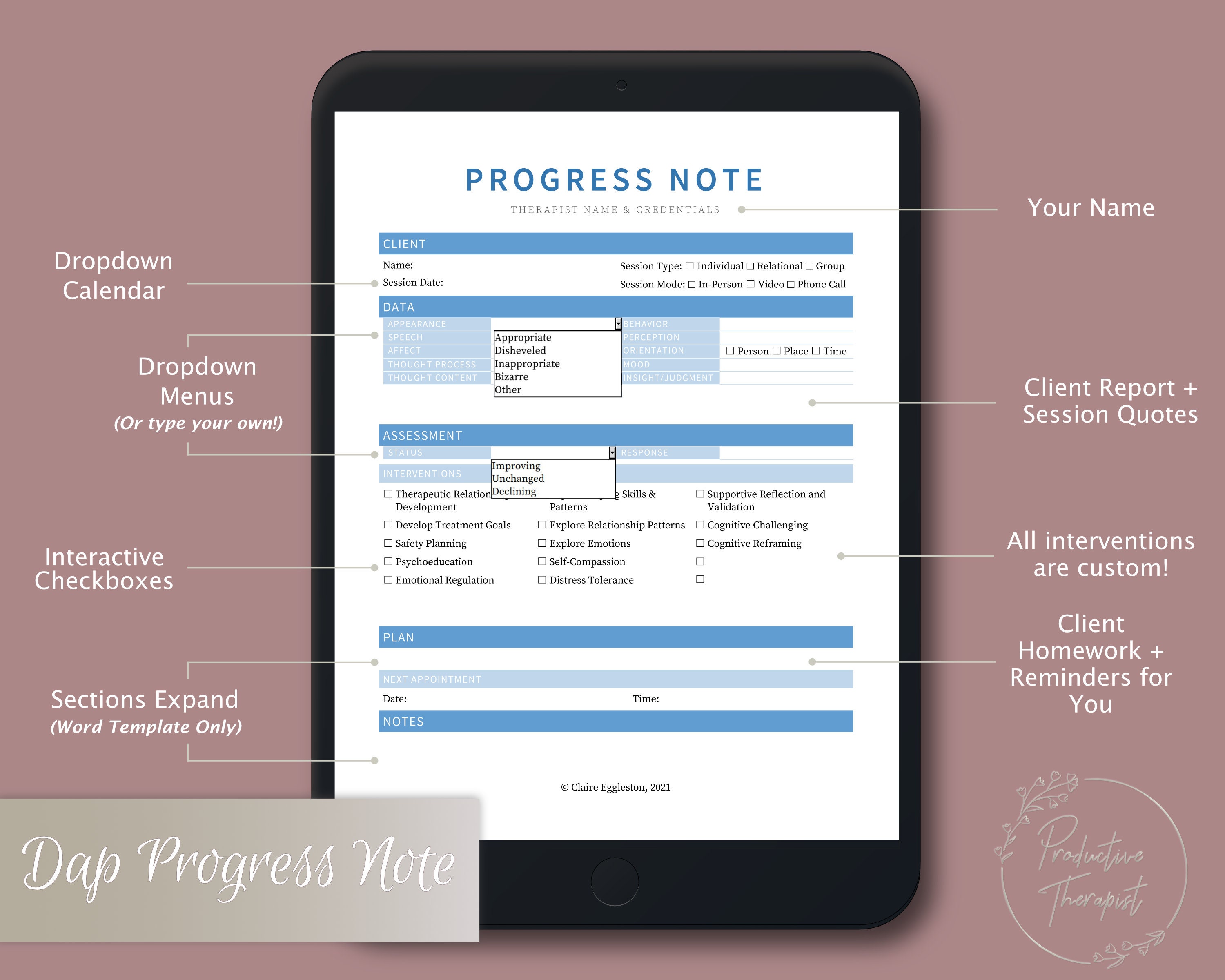 CUSTOM Progress Note Template for Therapists, Counselors, Psychologists ...