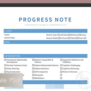 GIRP Progress Note Template for Therapists, Counselors, Psychologists ...