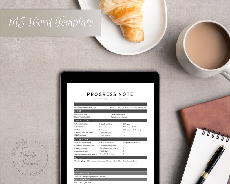 Family Therapy Progress Note Template for Therapists, Counselors ...