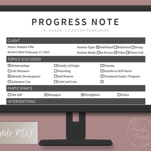IFS Progress Note Template for Therapists, Counselors, Psychologists ...