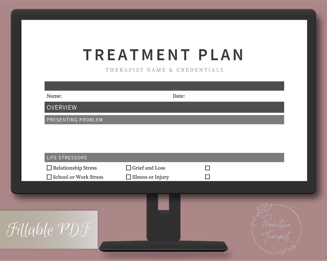 Simple Treatment Plan Template for Therapists, Counselors ...