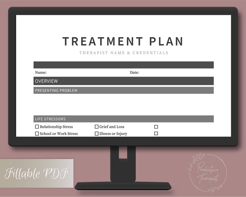 Simple Treatment Plan Template for Therapists, Counselors ...