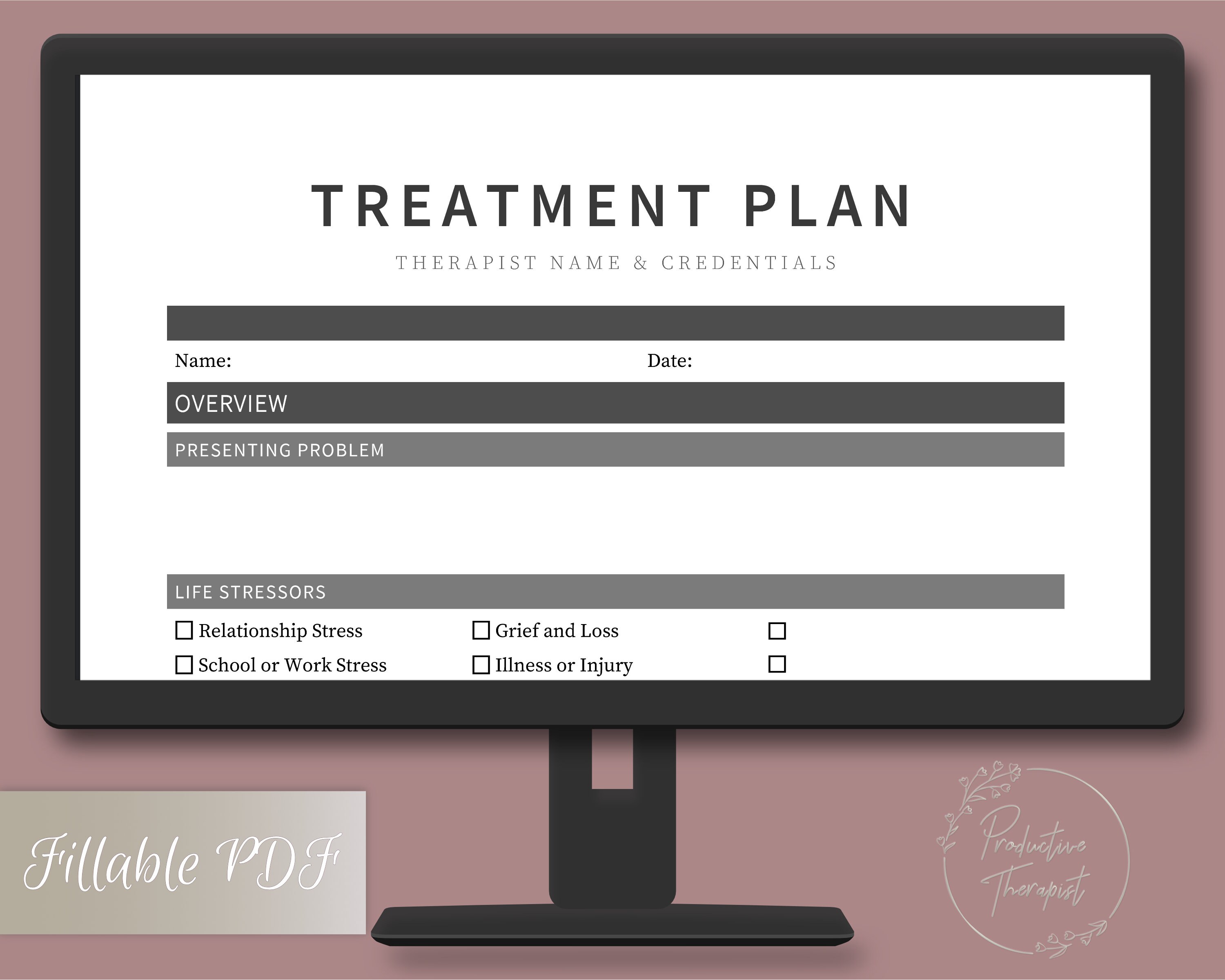Simple Treatment Plan Template for Therapists, Counselors ...