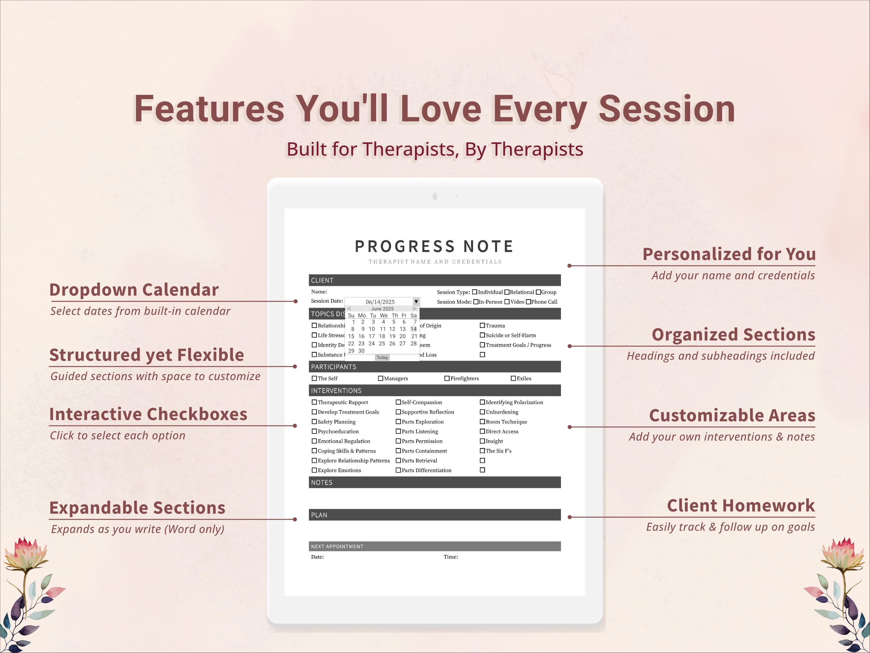 IFS Progress Note Template for Therapists, Counselors, Psychologists ...