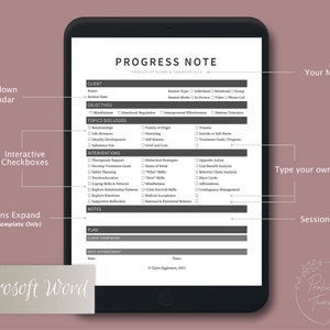 DBT Progress Note Template for Therapists, Counselors, Psychologists ...
