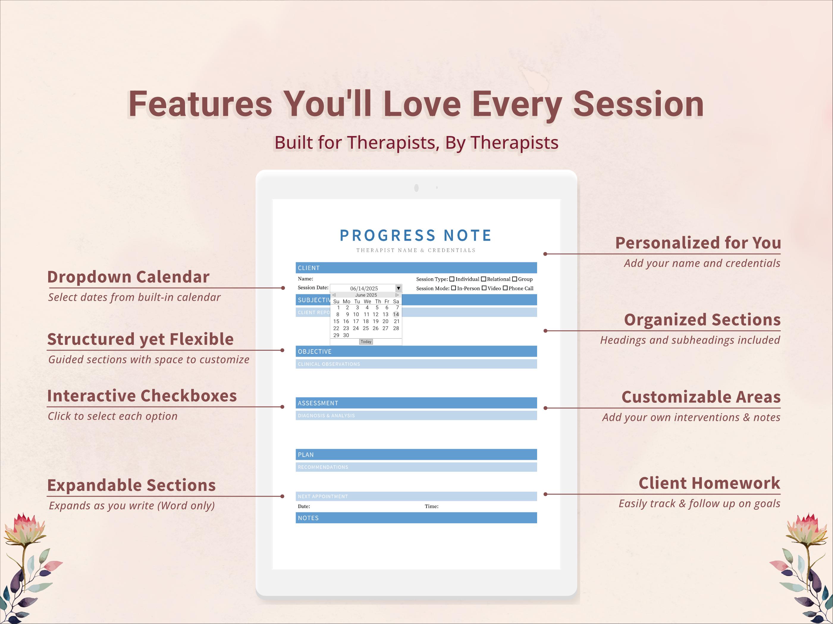 SOAP Progress Note Template for Therapists, Counselors, Psychologists ...