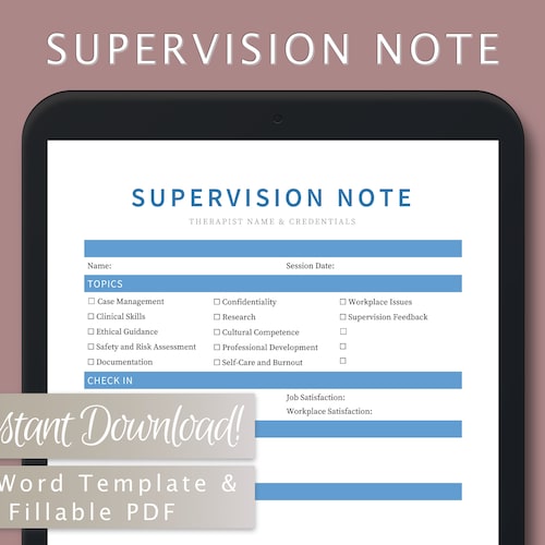 Supervision Note Template for Supervisors Pre-licensed - Etsy