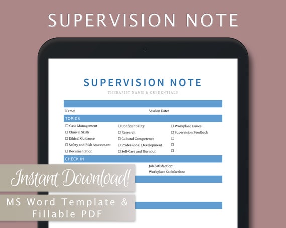 Supervision Note Template for Supervisors Pre-licensed - Etsy
