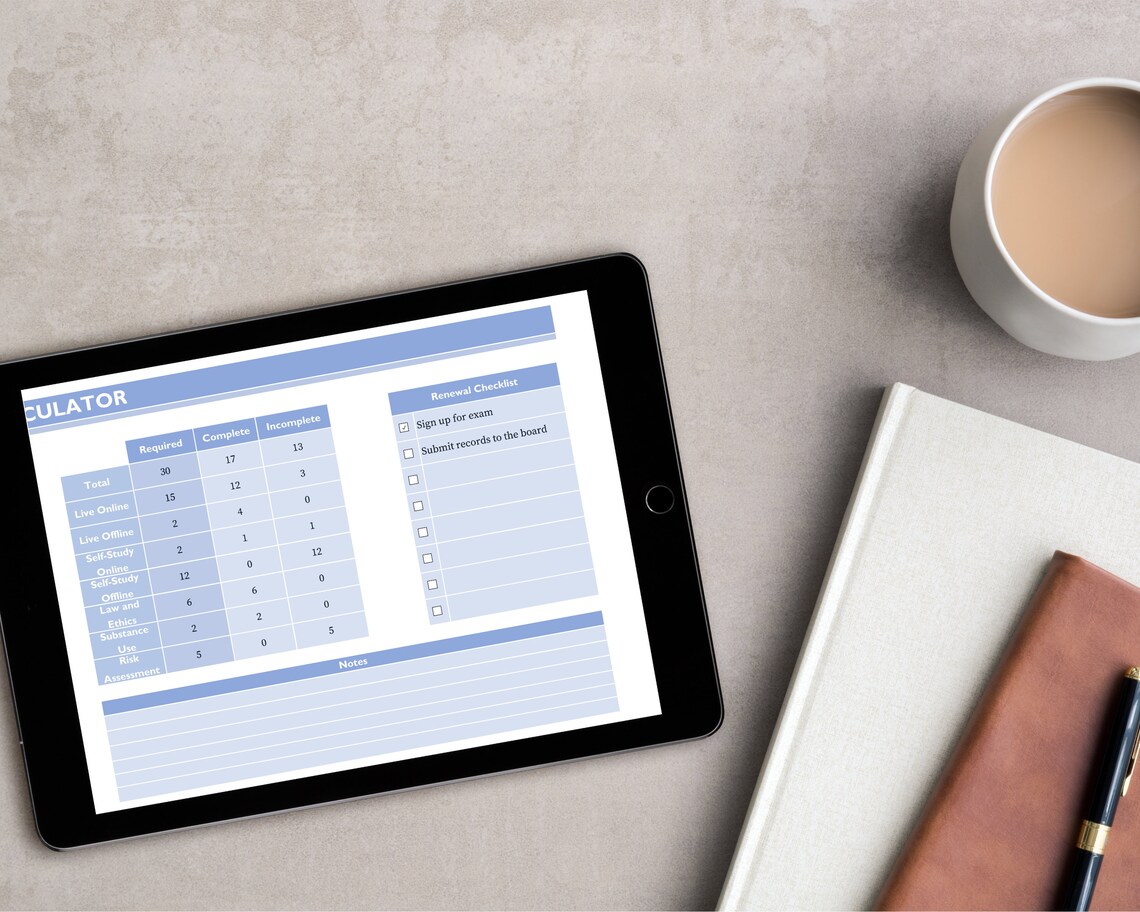 CEU Tracker Fillable PDF Continuing Education Tracker Microsoft Excel ...