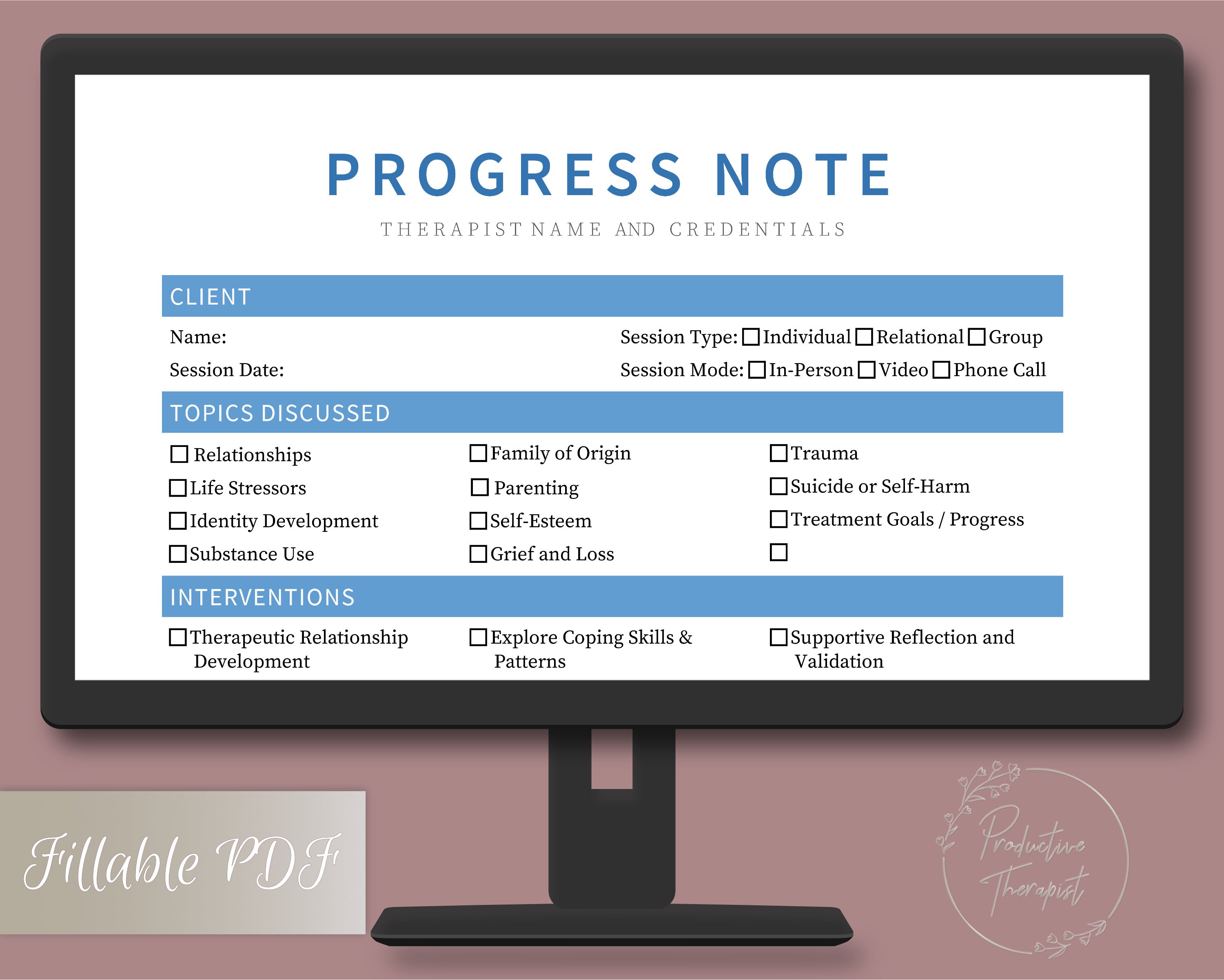 Simple Progress Note Template for Therapists, Counselors, Psychologists ...