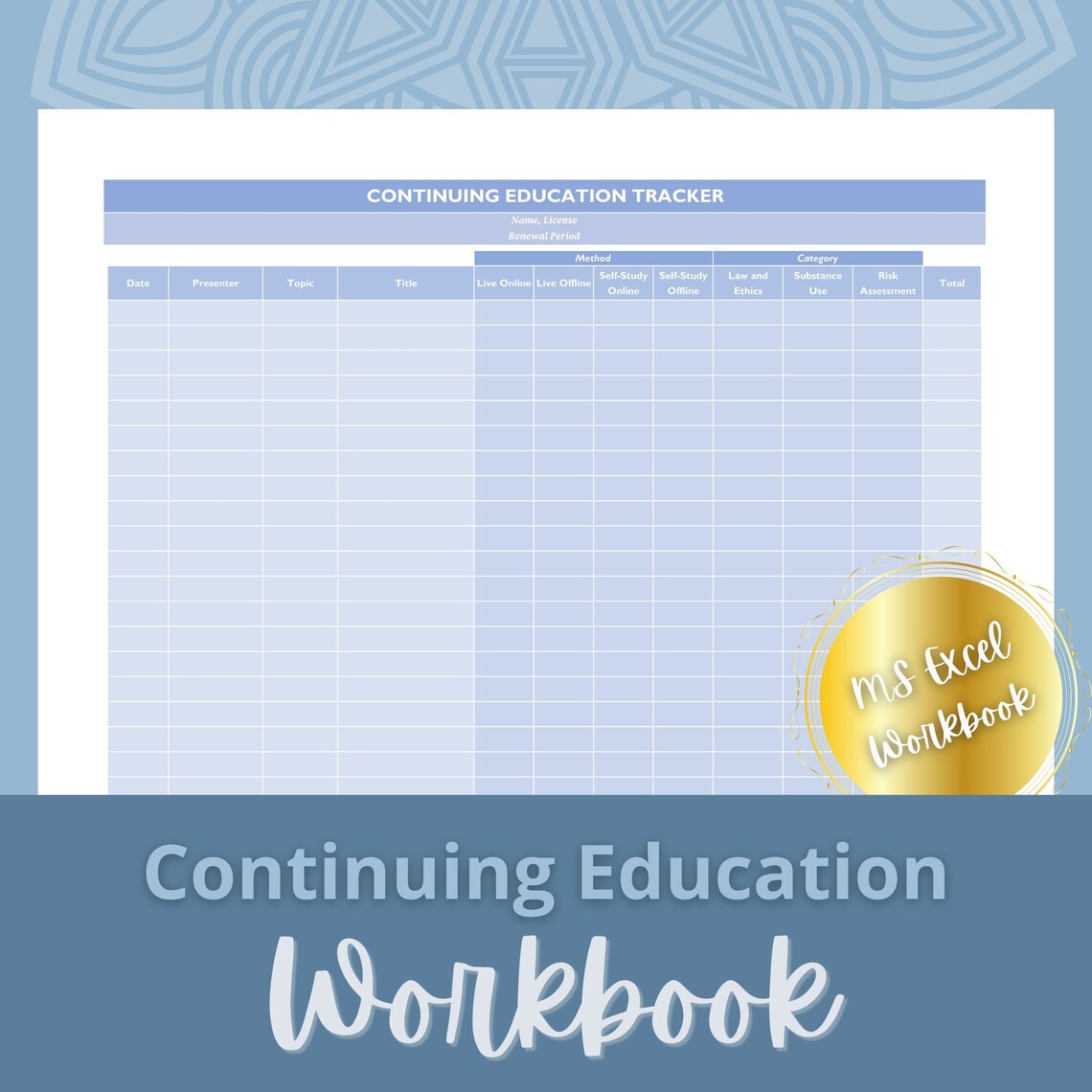 Continuing Education Tracker Workbook for Therapists | Etsy
