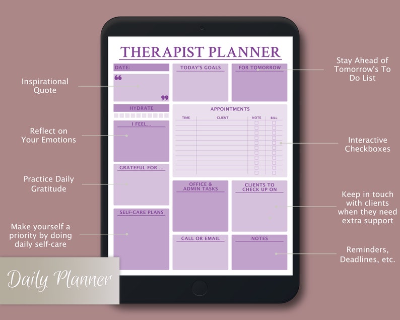 Therapist Daily Planner Template Bundle for Counselors | Etsy