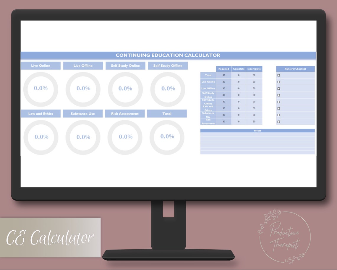 CEU Tracker Fillable PDF Continuing Education Tracker Microsoft Excel ...