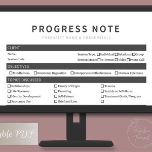DBT Progress Note Template for Therapists, Counselors, Psychologists ...