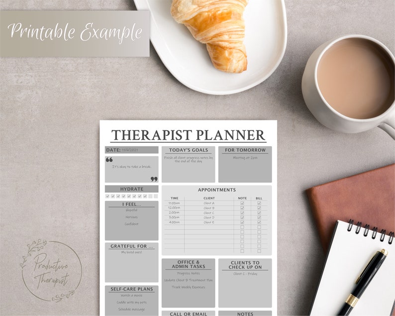 Therapist Daily Planner Template Bundle for Counselors | Etsy