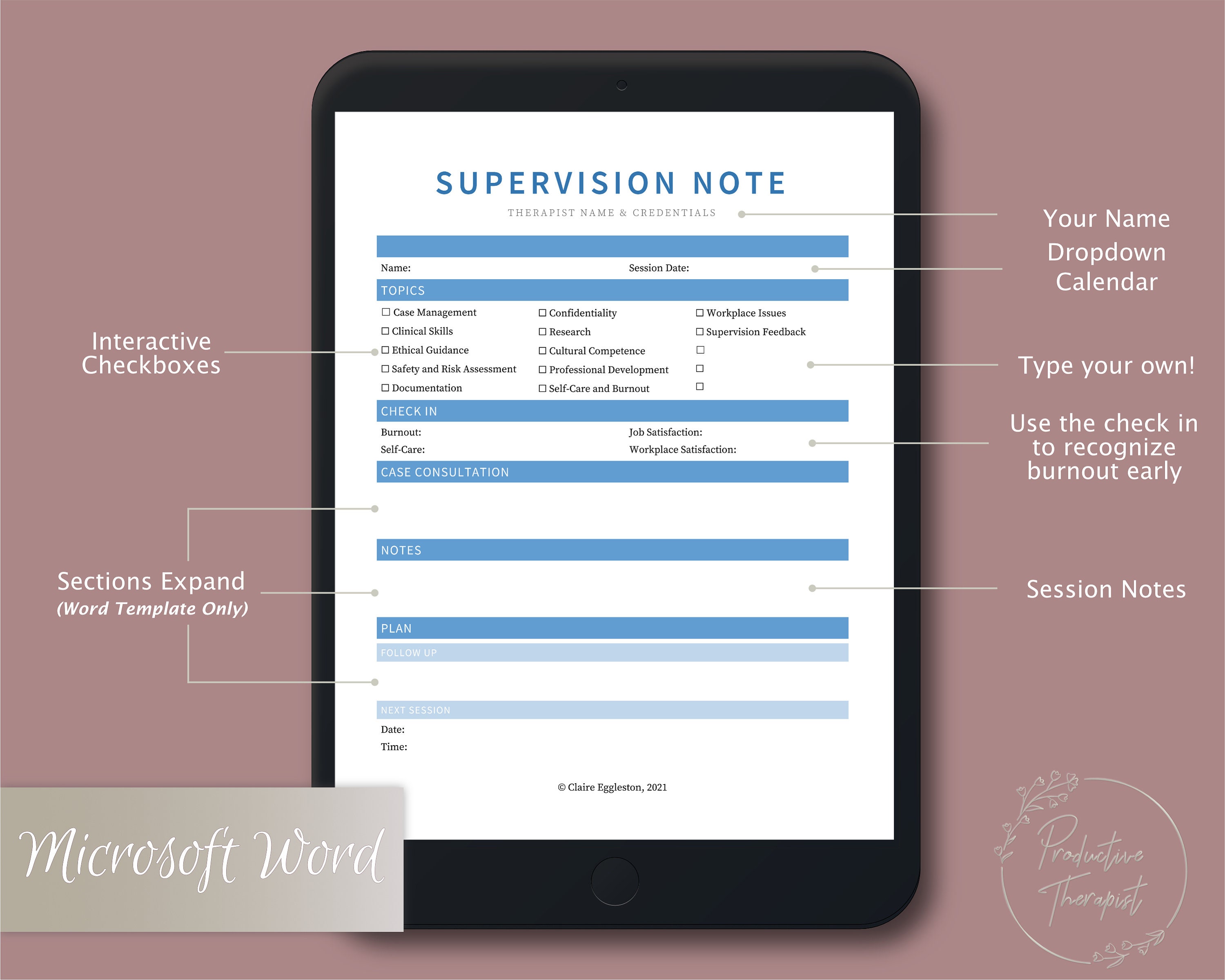 Supervision Note Template for Supervisors, Pre-licensed Therapists ...